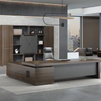 China 50mm Thickness Table Top Luxury Modern Wooden L Shape Boss Manager Director Office Table for sale