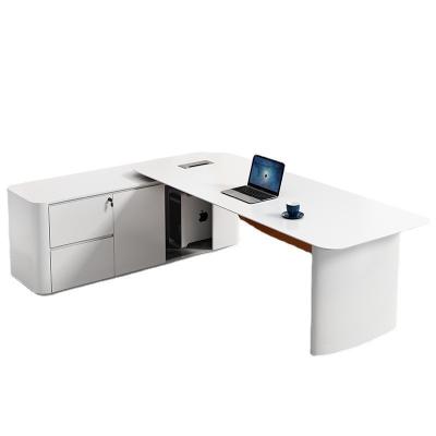 China Design MDF Baking Varnish Material L-shaped Executive Desk for CEO Office and Chair for sale