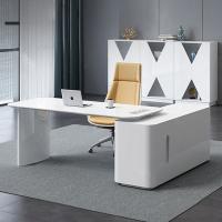 China Design MDF Baking Varnish Material L-shaped Executive Desk for CEO Office and Chair for sale