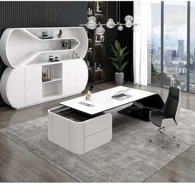 China Executive President Manager Desk L-shaped MDF Baking Varnish Office Computer Table for sale