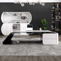 China Executive President Manager Desk L-shaped MDF Baking Varnish Office Computer Table for sale