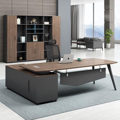 China Modern Wooden Executive Desks Business Type L Shape Office Desk with Long Size Cabinet for sale