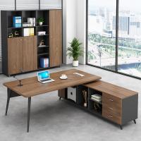 China Modern Wooden Executive Desks Business Type L Shape Office Desk with Long Size Cabinet for sale
