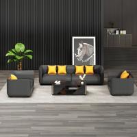 China Chinese Style Reception Room Office Sofa Set with Three Leather Sofas and Coffee Table for sale