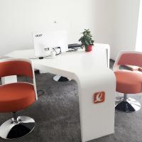 China ODM Modern Triangle Office Desk and Chair Combination Small Showroom Conference Table for sale