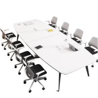China Simple Modern Oval Conference Table and Chair Combination for White Negotiation Space for sale