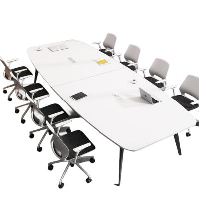 China Simple Modern Oval Conference Table and Chair Combination for White Negotiation Space for sale