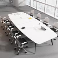 China Simple Modern Oval Conference Table and Chair Combination for White Negotiation Space for sale