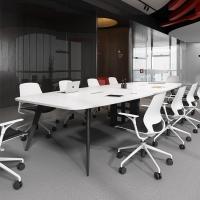 China Simple Modern Oval Conference Table and Chair Combination for White Negotiation Space for sale