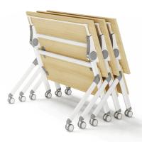 China Commercial Office Furniture Wooden Desktop Multi Person Conference Table with Metal Legs for sale