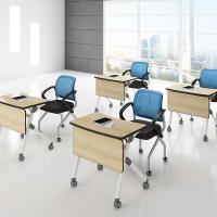China Commercial Office Furniture Wooden Desktop Multi Person Conference Table with Metal Legs for sale