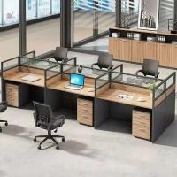 China Supermarket Office Desk Staff Tables and Chairs Combination with Sturdy Construction for sale