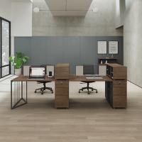 China Minimalist Four Person Office Workstation with Wooden Melamine Surface Desk and Chair for sale