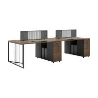 China Minimalist Four Person Office Workstation with Wooden Melamine Surface Desk and Chair for sale