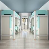 China Hotel Steel Bunk Bed With Desk Stairs Customer Provided and Modern Bedroom Furniture for sale