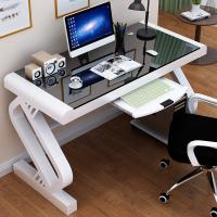 China Customers Logo Office Home School Computer Desk with Tempered Glass for sale
