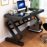 China Customers Logo Office Home School Computer Desk with Tempered Glass for sale