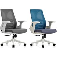 China Adjustable Height Mid Back Staff Swivel Mesh Office Chair with Solid Wood Legs Armrest for sale