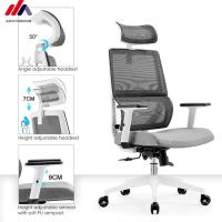 China Gray Mesh and Fabric Office Chair with Aluminum Base The Ultimate Ergonomic Seating Solution for sale