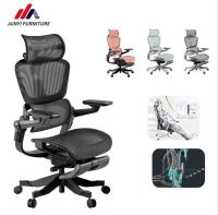 China Customized Boss Swivel Office Chair with Adjustable Footrest and Aluminum Metal Armrest for sale