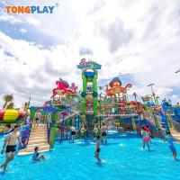 China Children Funny Playground With Splash Pad Fiberglass Waterslides for sale