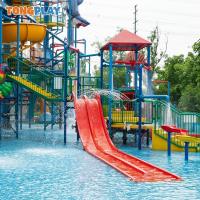 China Children Funny Playground With Splash Pad Fiberglass Waterslides for sale