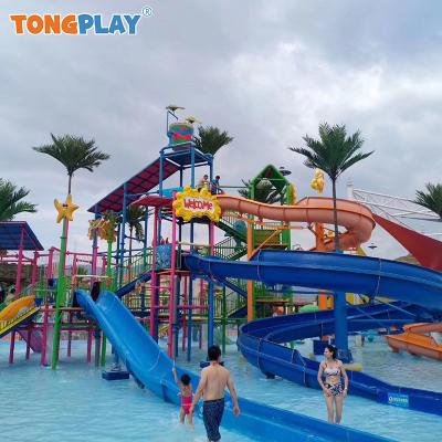 China Children'S Playground Splash Pad 5 - 8 Passenger Fiberglass Pool Slide for sale
