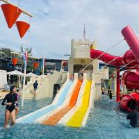 China Ancient Village Splash Park Playground Anti Authentic Fiberglass Pool Water Slide for sale