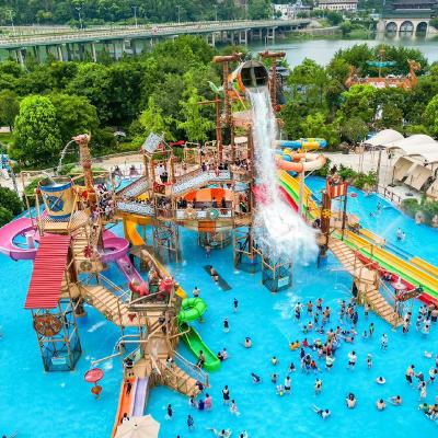 China Customized Aquatic Playground Entertainment Splash Party Fiberglass Slide Water Theme Aqua House for sale