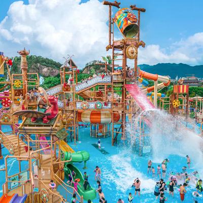 China Water House Fiberglass Water Park Combination Slides Prices Home Fountain Wet Deck for Swimming Pool for sale