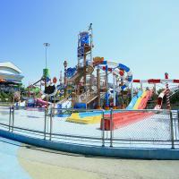 China 6 Lane Commercial Fiberglass Water Play Equipment Slide for Hill Plastic Water Slide for Water Theme Park for sale