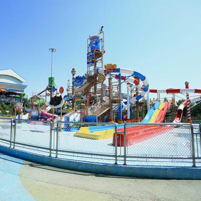 China 6 Lane Commercial Fiberglass Water Play Equipment Slide for Hill Plastic Water Slide for Water Theme Park for sale