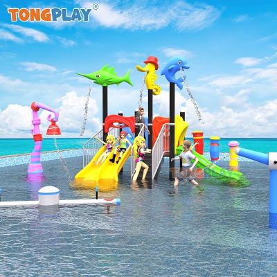 China Kids Outdoor Playground Amusement Water Park Equipment Plastic Modern Water Slide Kindergarten Plastic Splash Pad Toys Set for sale