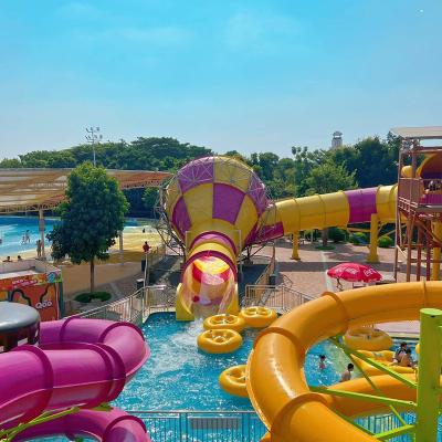 China Summer Entertainment Playground Equipment Water Play Equipment Fiberglass Trumpet Water Slide for Water Park for sale