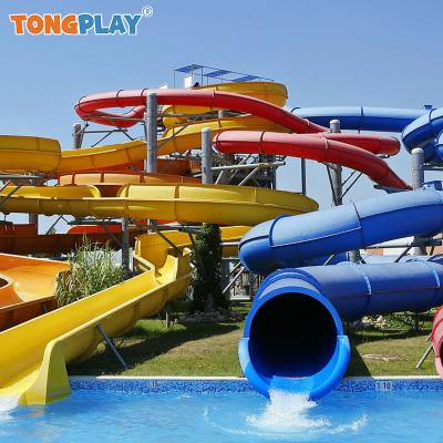 China Two Color Spiral Water Slide Eco Friendly Spiral Pool Slide for sale