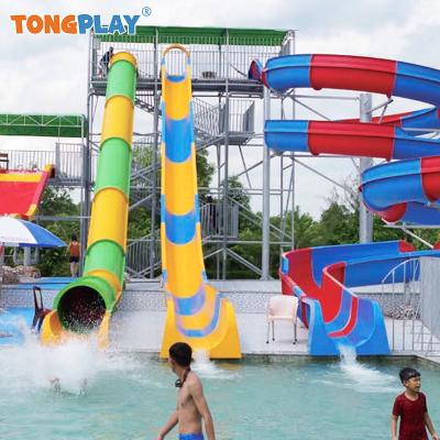 China Double Curve Water Slide Plastic Fiberglass Action Park Water Slide for sale