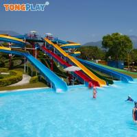 China Summer Fibreglass Pool Slide 200m2 Amusement Park Water Slide Outdoor Entertainment for sale