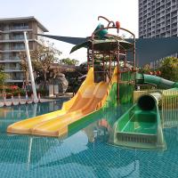 China Fantasy Customize Water Village element Double Curve Slide Entertainment Amusement Equipment Outdoor Water Park Water Playground for sale