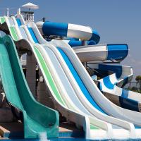China Splash Slide Amusement Park Equipment Commercial Large Rainbow Slide Combined Fiberglass Water Slide for sale