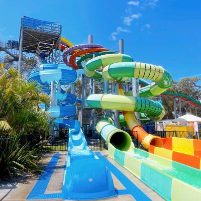 China Commercial Water Park Equipment Ocean Style Medium Fiberglass Outdoor Water Playground Slide Spray Games for sale