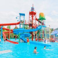 China Aqua Park Playground Equipment Fiberglass Open Flume Slide for Swimming Pool Fiberglass Four Person Raft Slide for sale