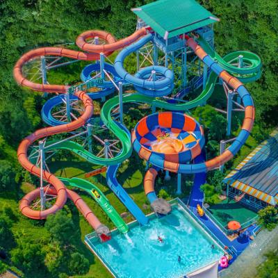 China Commercial Aqua Park Rides Outdoor Water Sport Park Large Water Slide for Adult Fiberglass High-speed Free Fall Slide for sale
