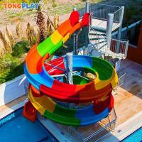 China Fiberglass Steel Spiral Water Slide with Max Capacity >500kg and Customized Color for Water Parks for sale