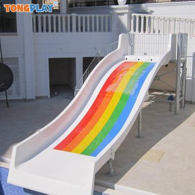 China Rainbow Color Children Pool Slide Multiplayer Slide Fiberglass Water Play Equipment Family Wide Slide for sale