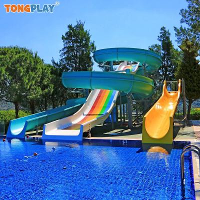 China Outdoor Water Game Park China Fiberglass Spiral Slide Set Supplies for sale