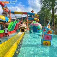 China Commercial Aqua Store Fiberglass Outdoor Water House for Kids Fun Amusement With Pool Slide for sale