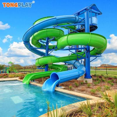 China Fiberglass Steel Metal Spiral Water Slide with Max Capacity >500kg and Customized Color for Water Parks for sale