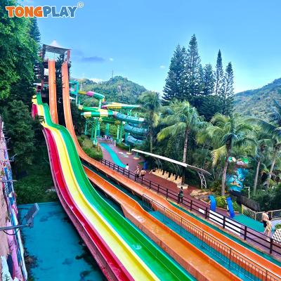 China Amusement Park Water Park Equipment Playground Commercial Fiberglass Swimming Pool Rainbow Water Slide for sale