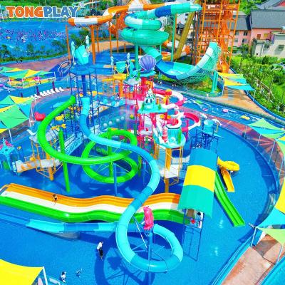 China Fiberglass Water Slide Theme Amusement Park Play Equipment Big Pool Slide Design for Adults and Children for sale