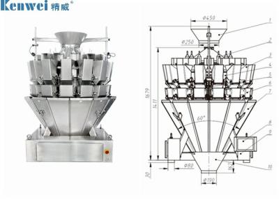 China 14 Head 50P/M Screw Feeding Multihead Weigher For Sticky Products for sale